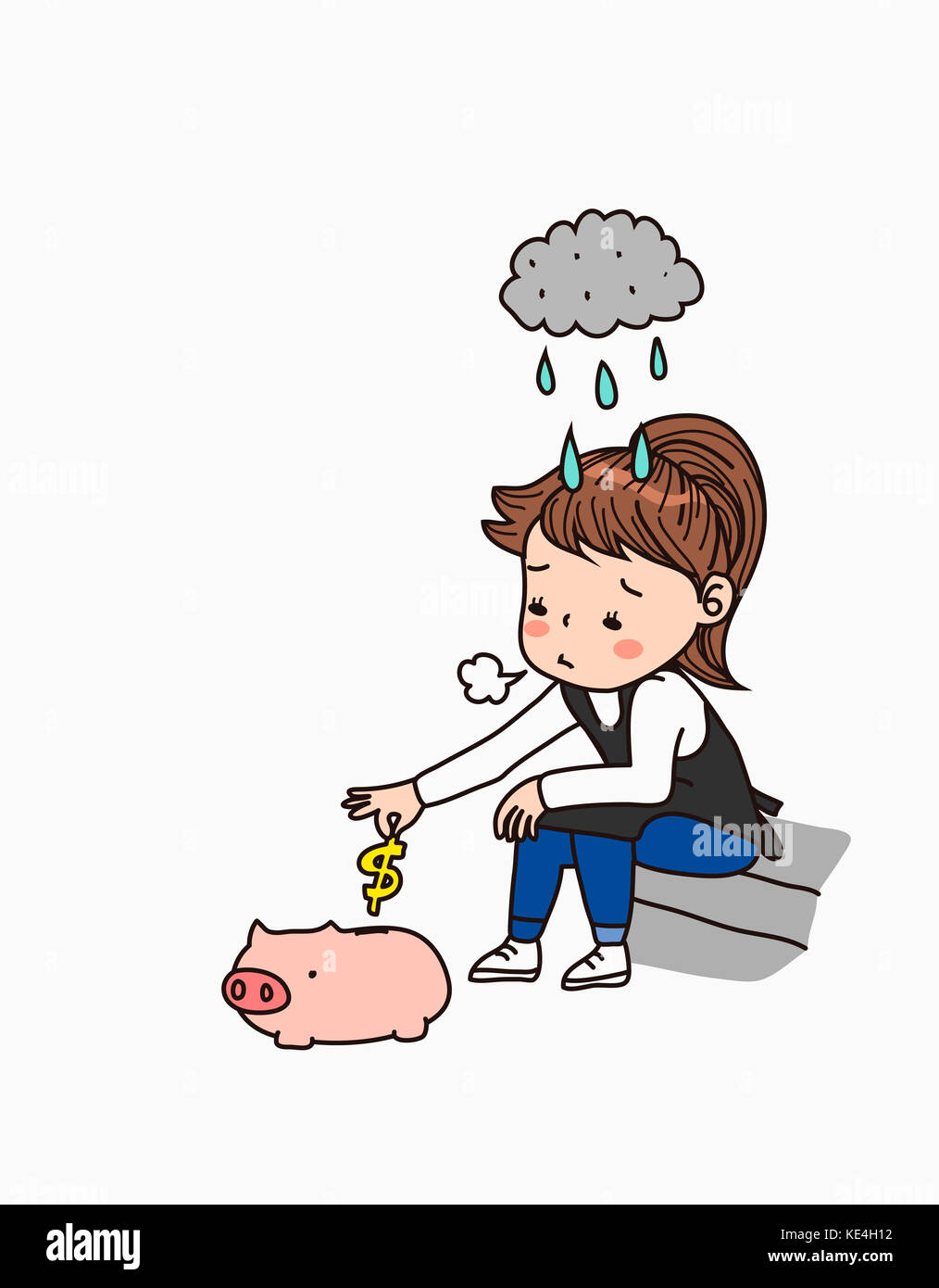 Emoticon of poor woman gloomy Stock Photo - Alamy