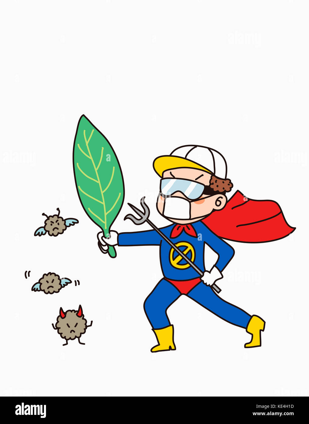 Man dressed like a super hero fighting with fine dust Stock Photo - Alamy