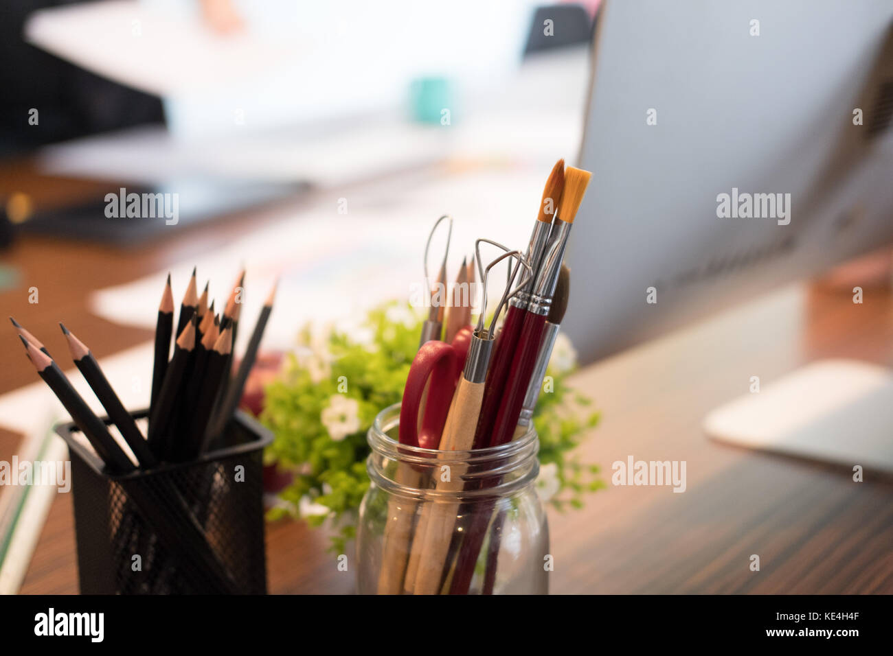 graphic designer's table. artist's desk. professional creative office ...