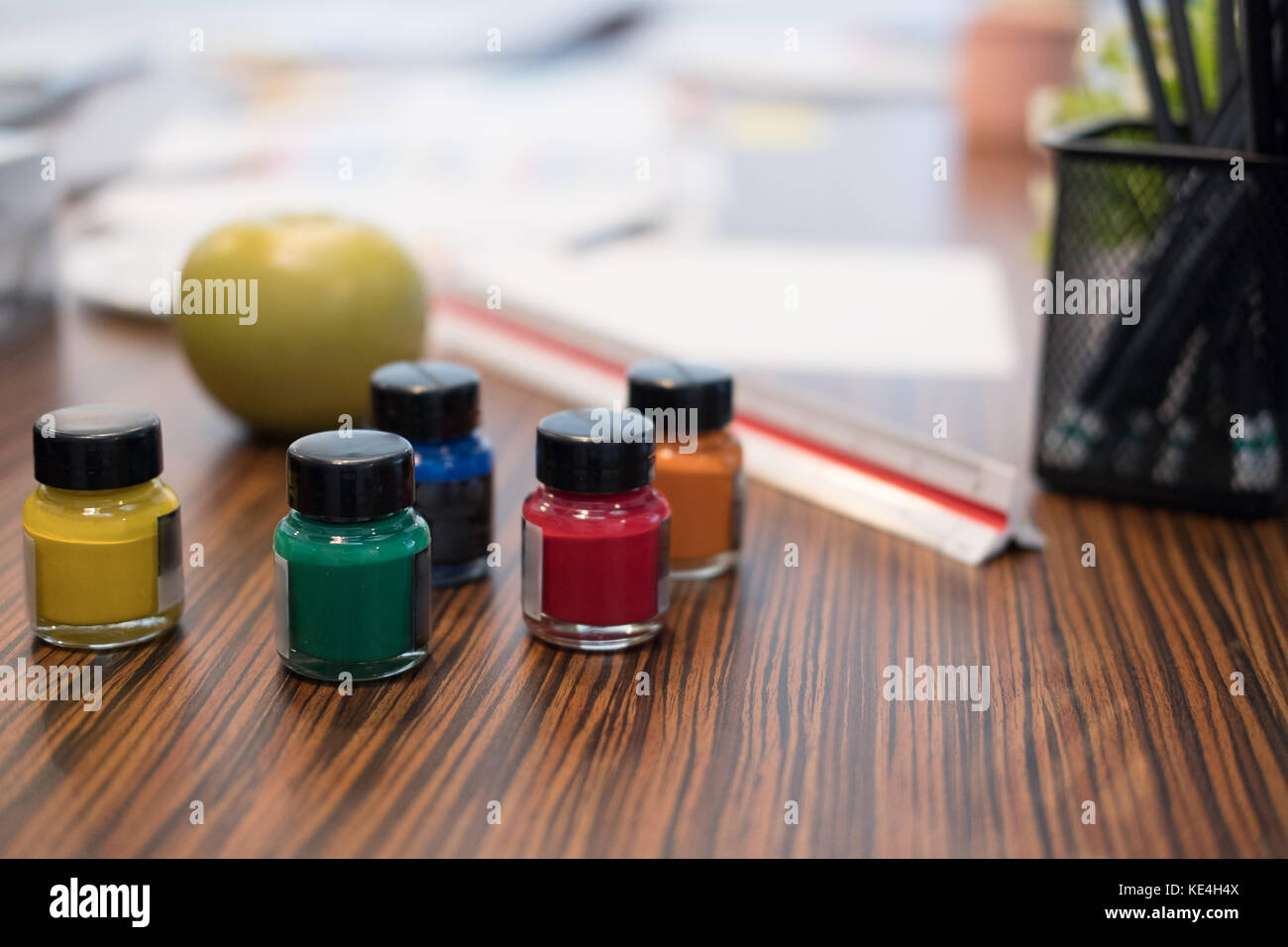 graphic designer's table. artist's desk. professional creative office ...