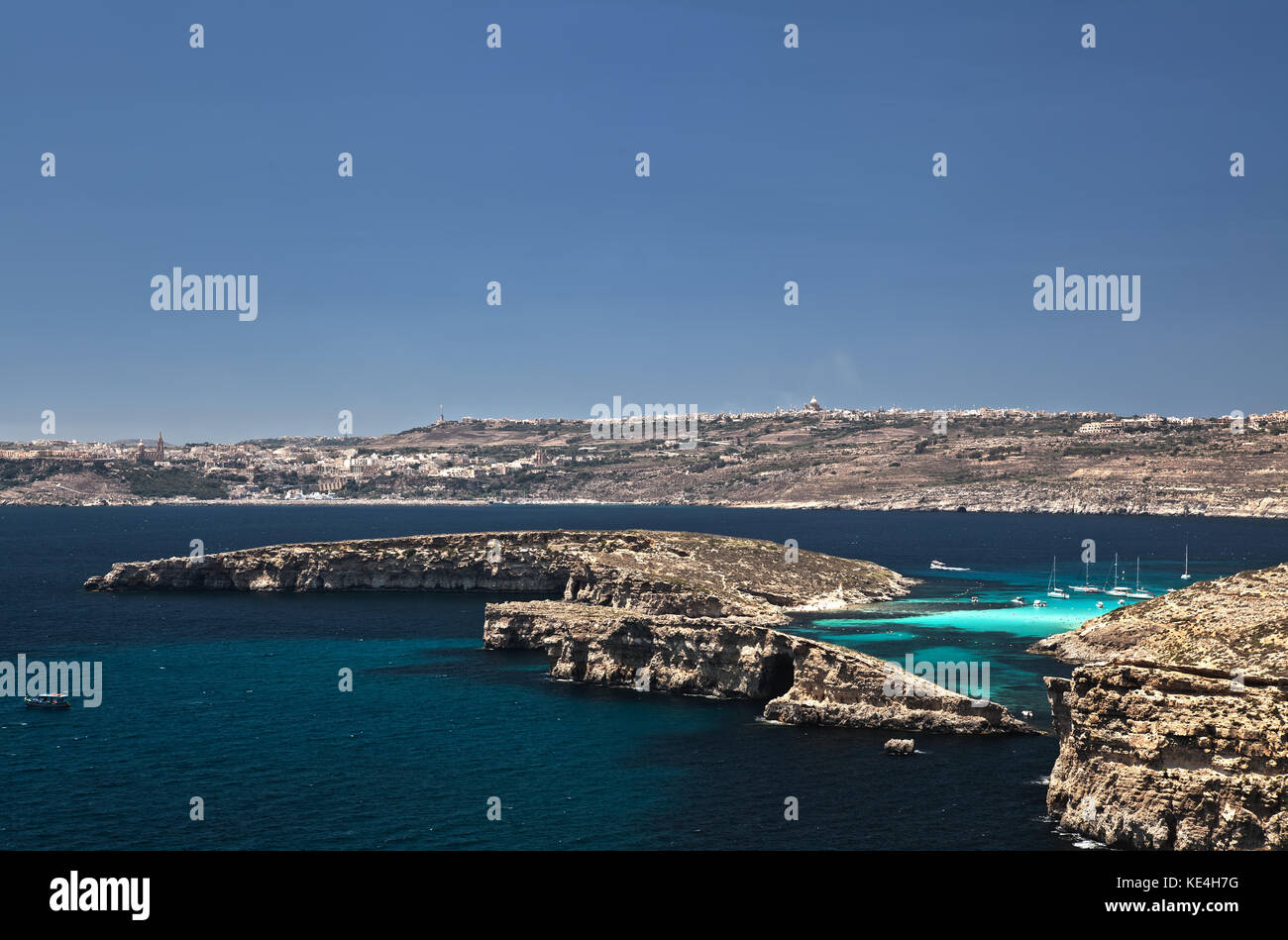 The beautiful view from top of the Sta Maria Tower in Comino. One can ...