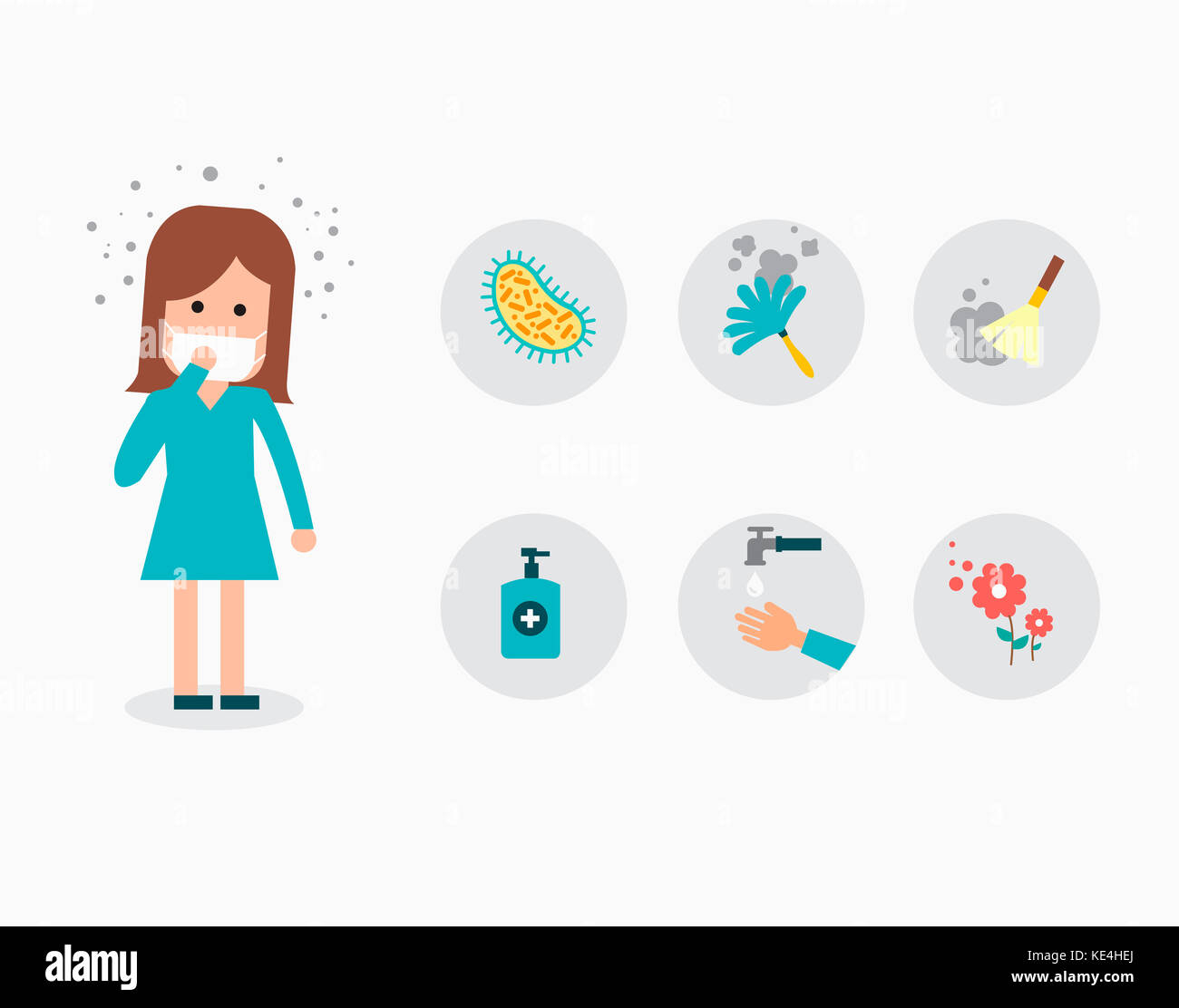 Icons related to fine dust problems Stock Photo - Alamy