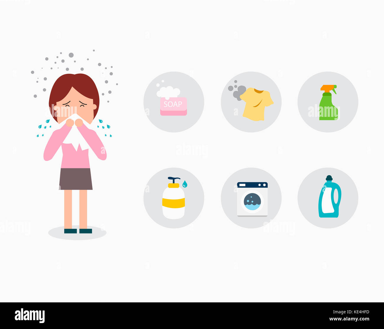 Icons related to fine dust problems Stock Photo - Alamy