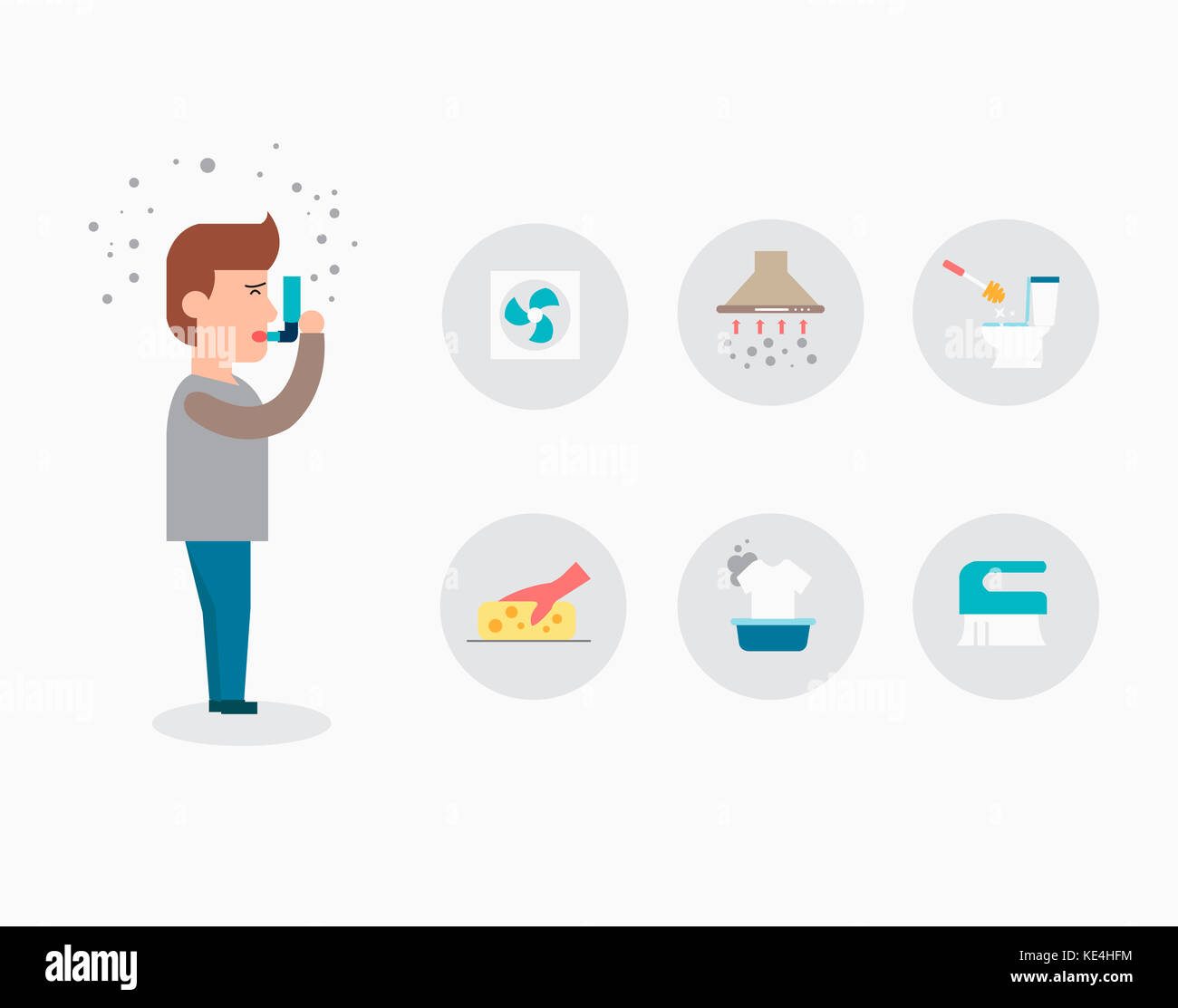 Icons related to fine dust problems Stock Photo - Alamy