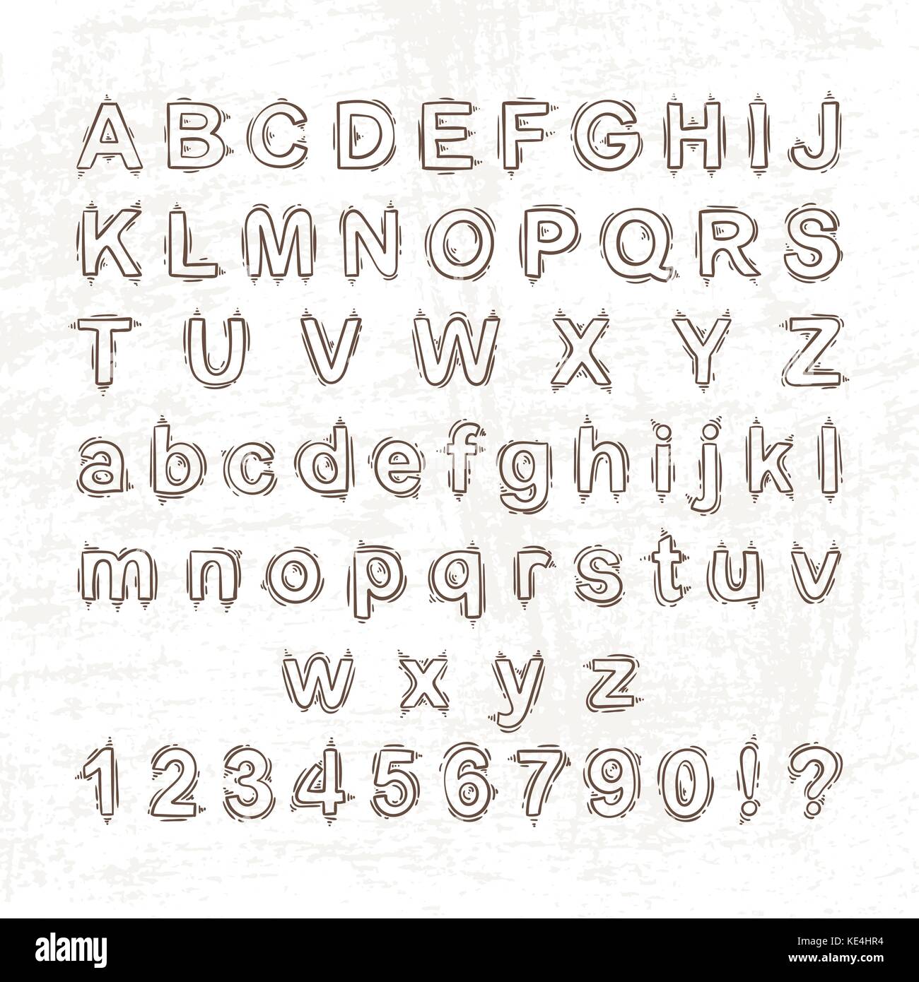 Hand drawn doodle font. Cartoon vector alphabet. Letters collection ...