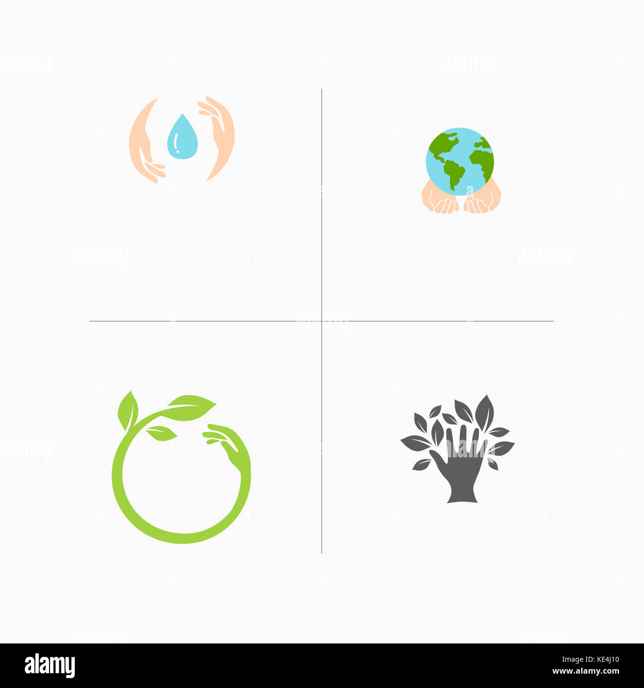 Label stickers representing environmental protection Stock Photo - Alamy