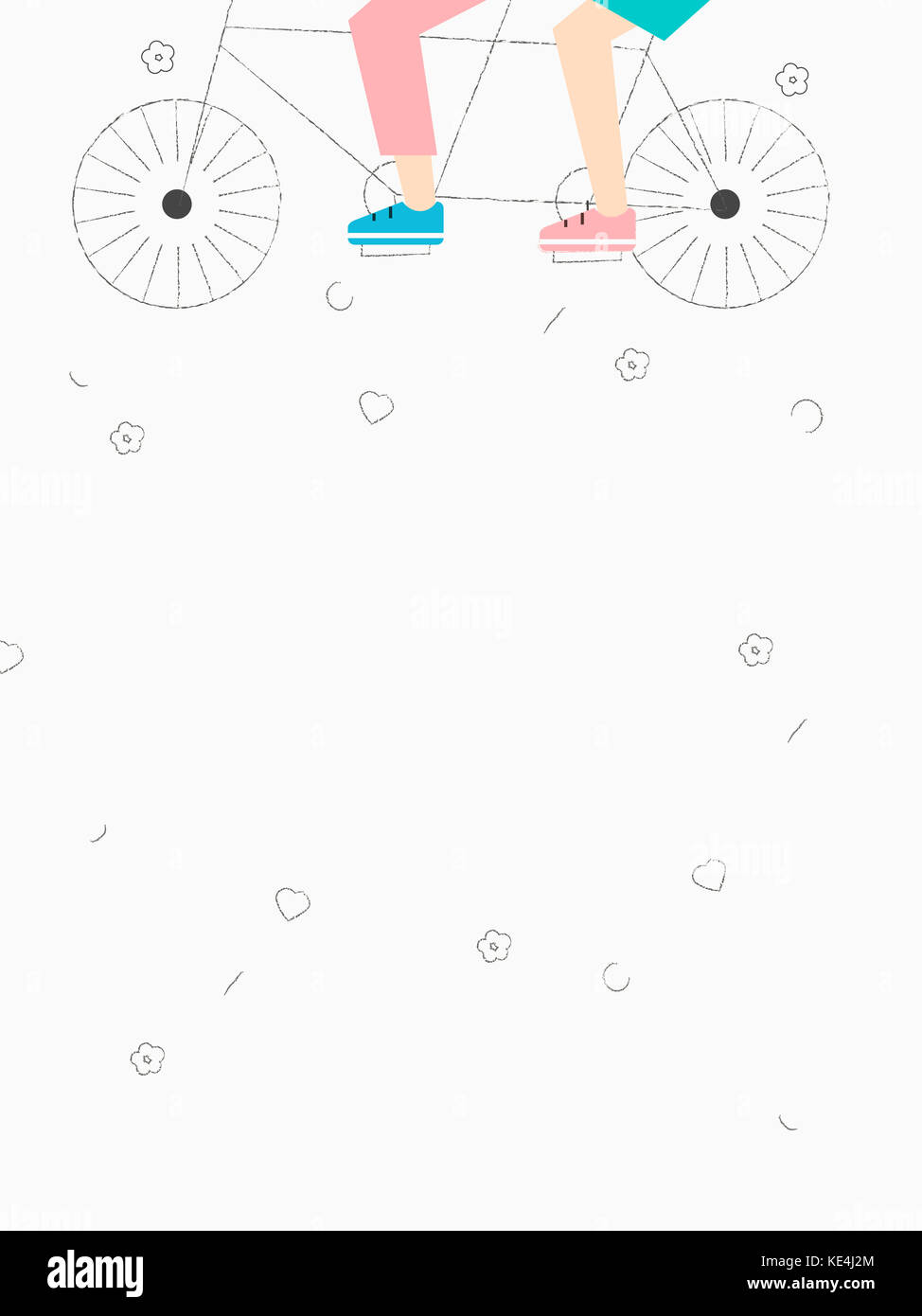 Poster background with couple riding a bike Stock Photo - Alamy