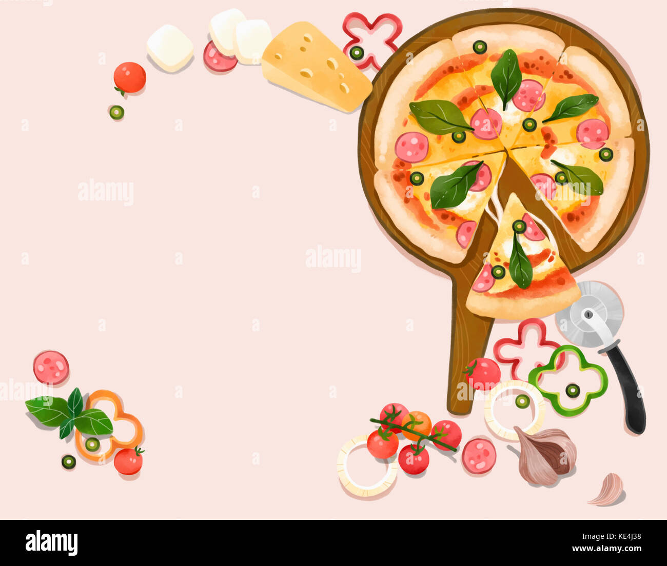Illustration of pizza Stock Photo - Alamy