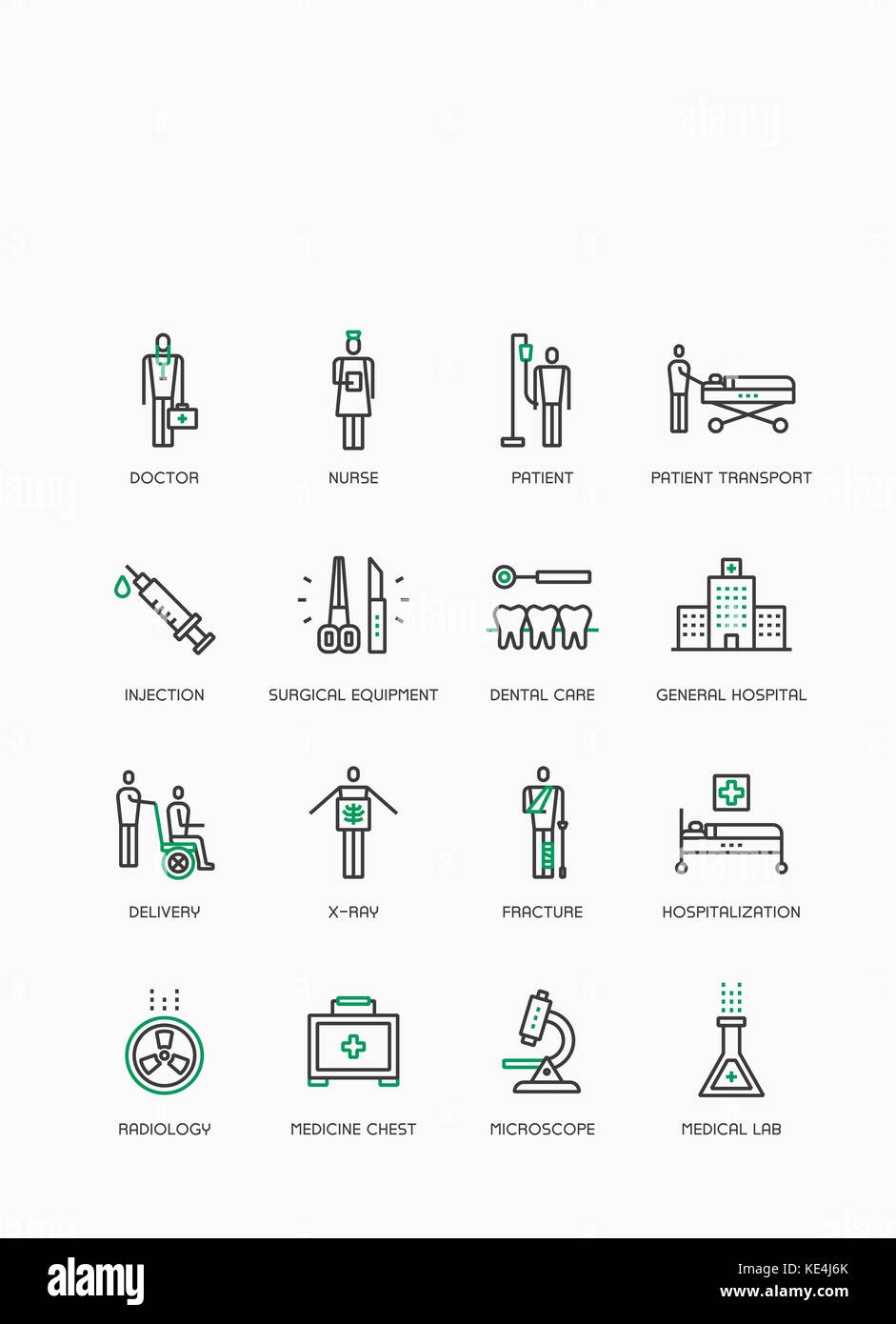 Set of various icons related to hospital Stock Photo - Alamy