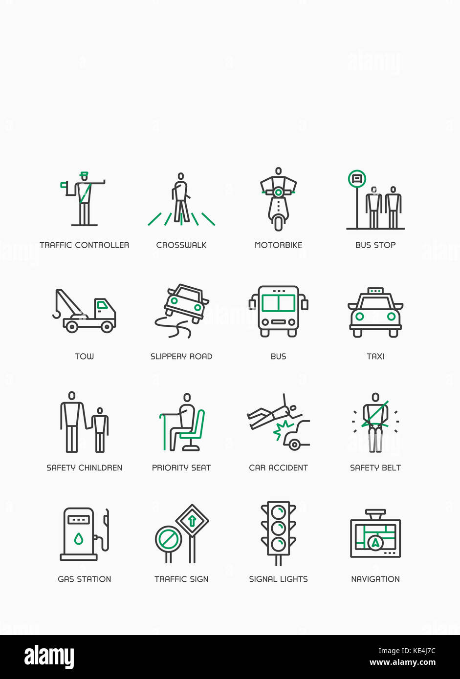 Set of various icons related to traffic Stock Photo - Alamy