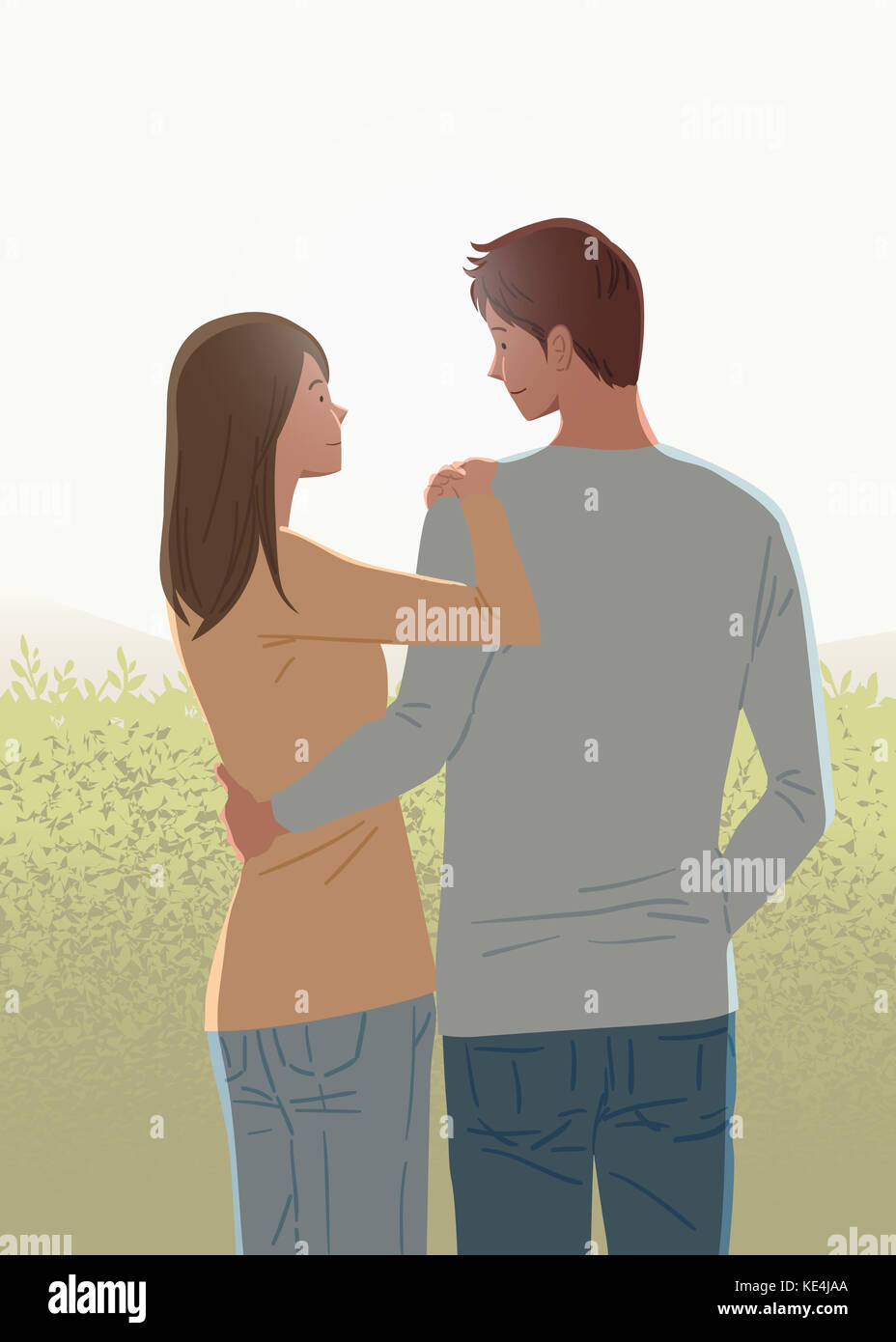 Back of loving couple hugging face to face Stock Photo - Alamy