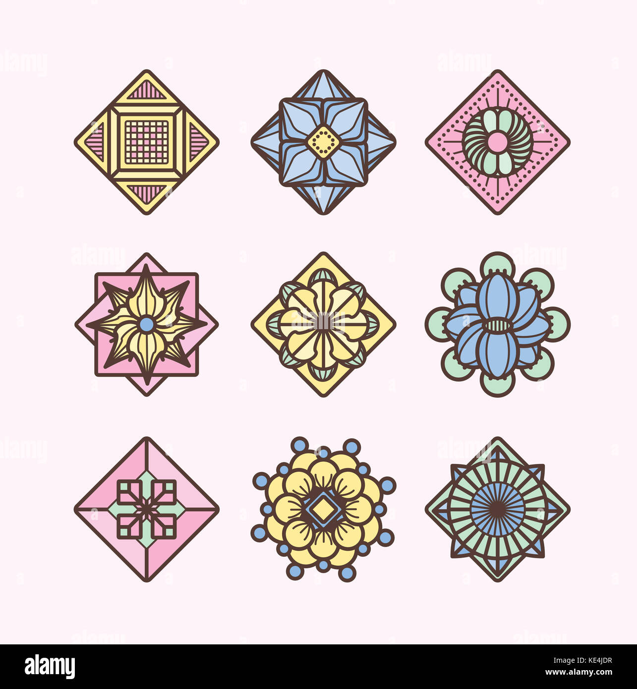 Various oriental patterns illustration hi-res stock photography and ...