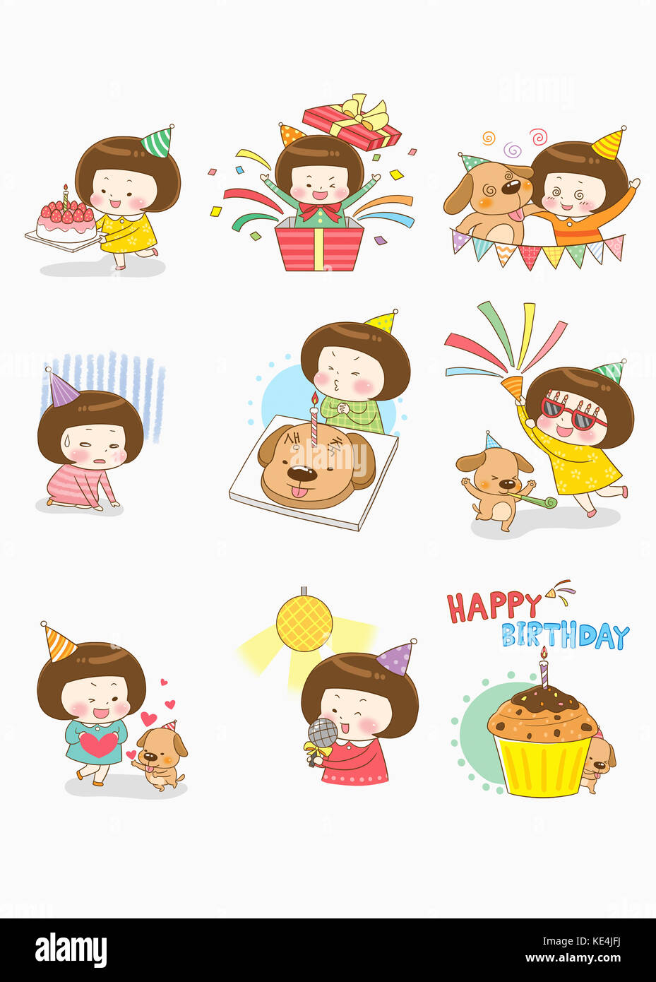 Women birthday cake illustration hi-res stock photography and images ...