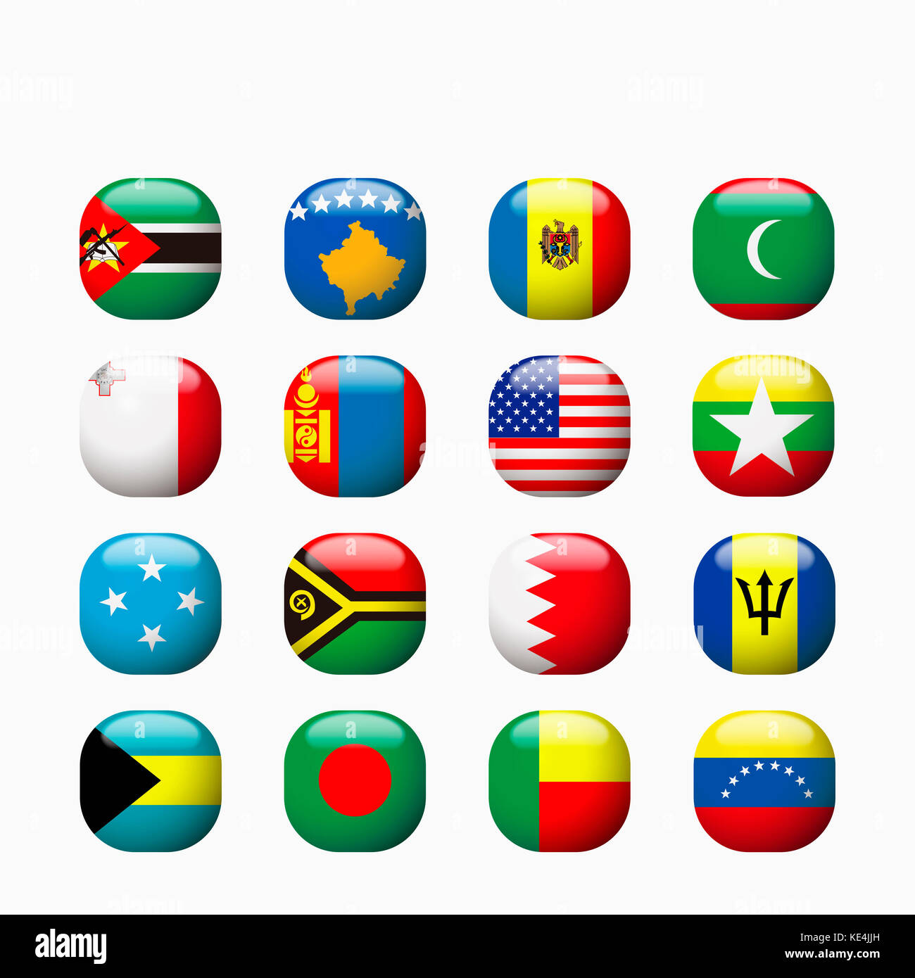 Icon set of various national flags Stock Photo - Alamy