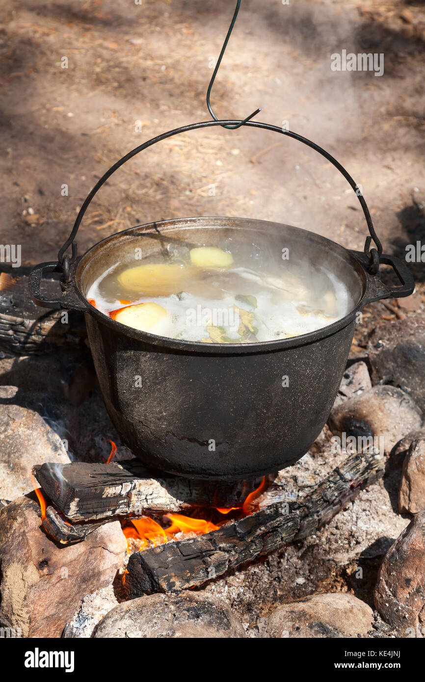 Cooking fish on camp fire hi-res stock photography and images - Alamy