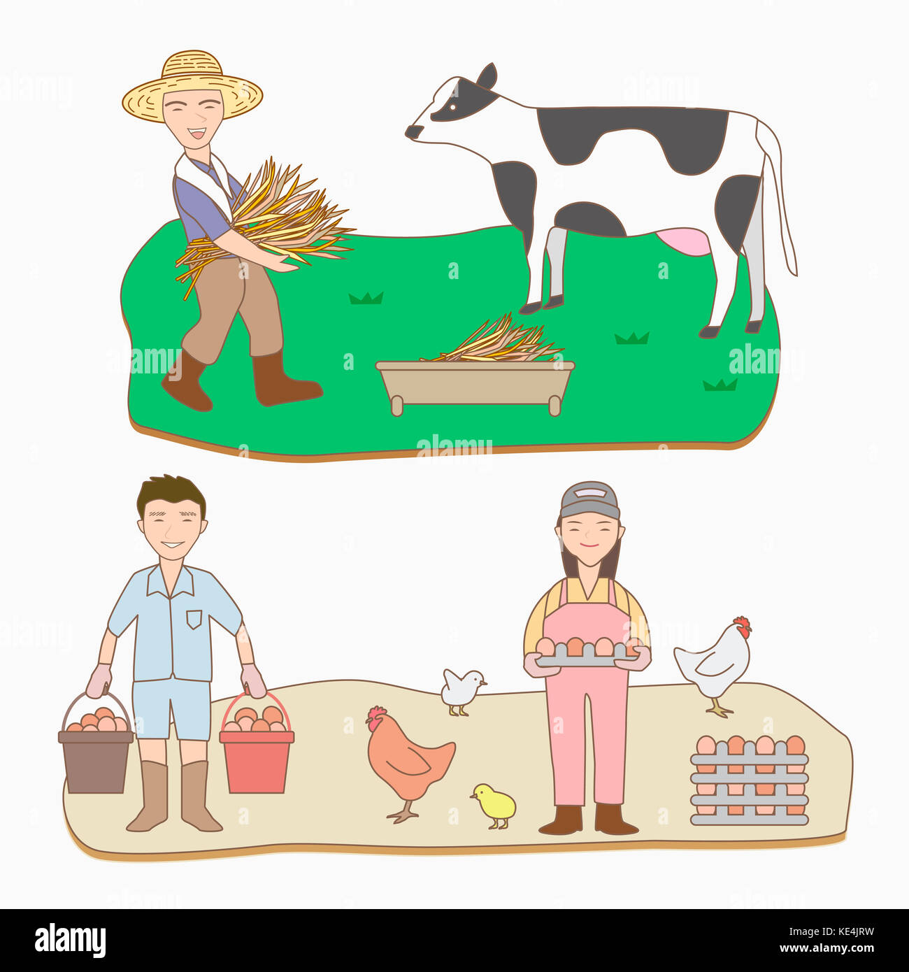 Smiling people working in stock-farming Stock Photo - Alamy