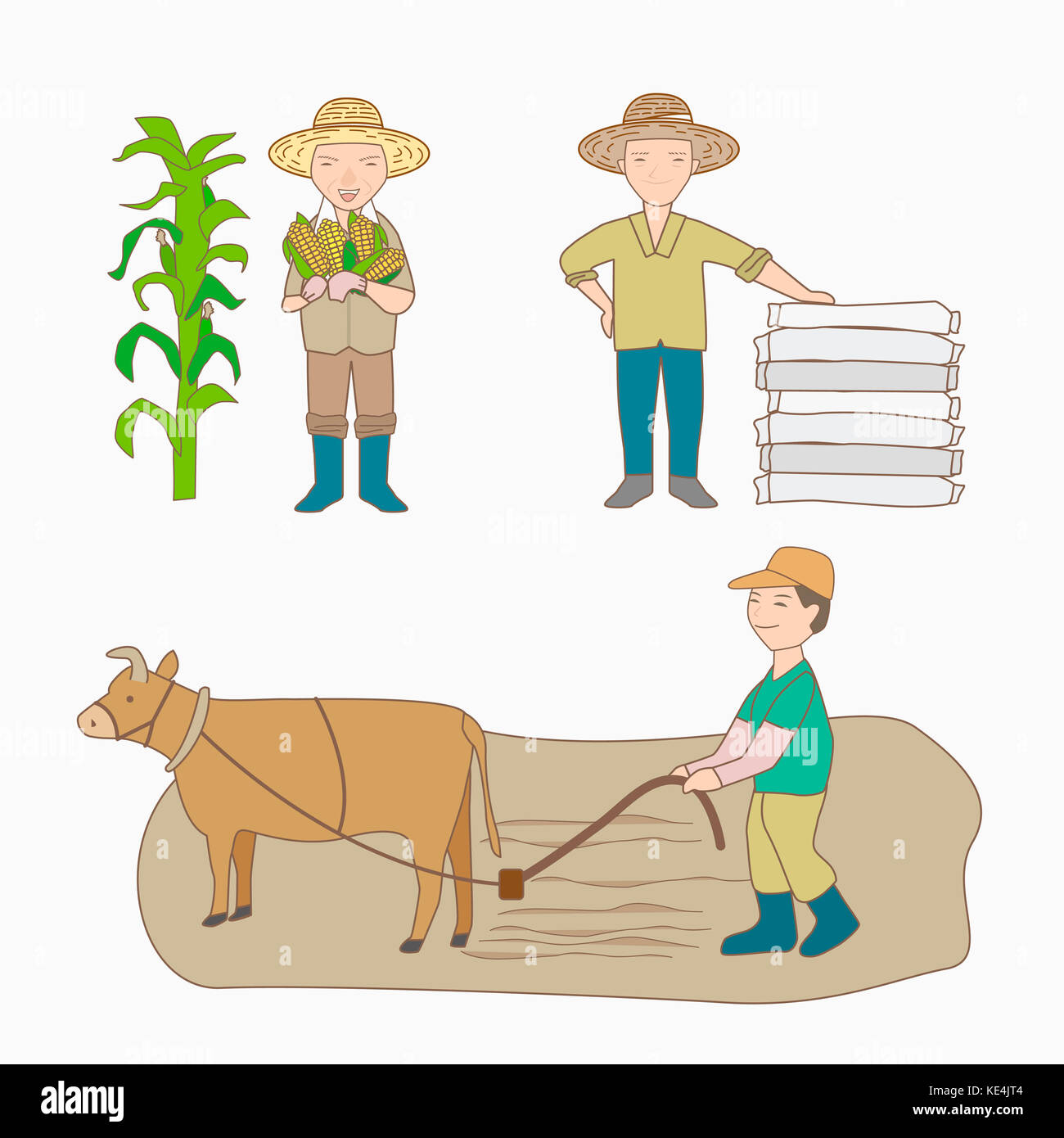 Smiling farmers in illustration Stock Photo - Alamy