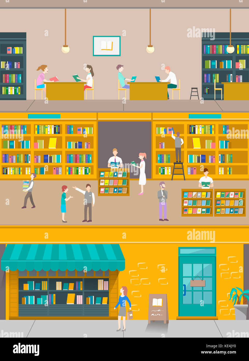 Lifestyle of various people at library Stock Photo - Alamy