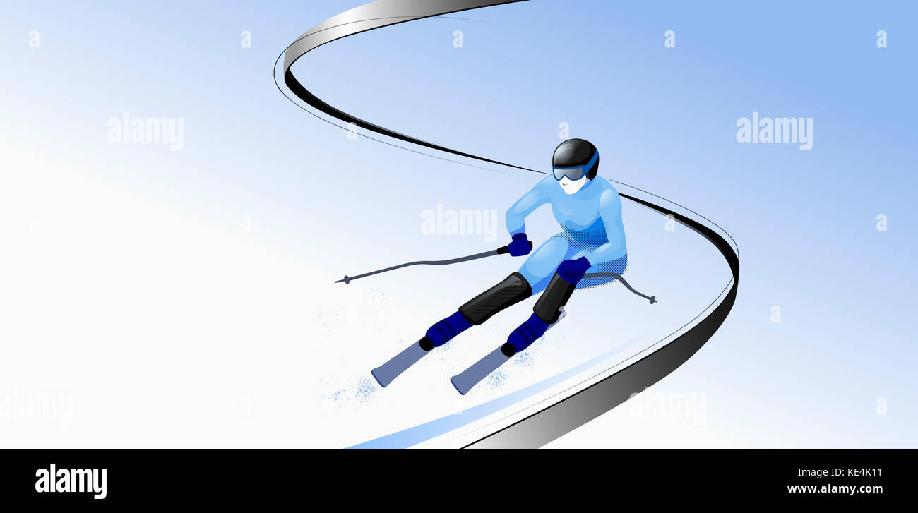 Illustration of alpine skiing player Stock Photo - Alamy