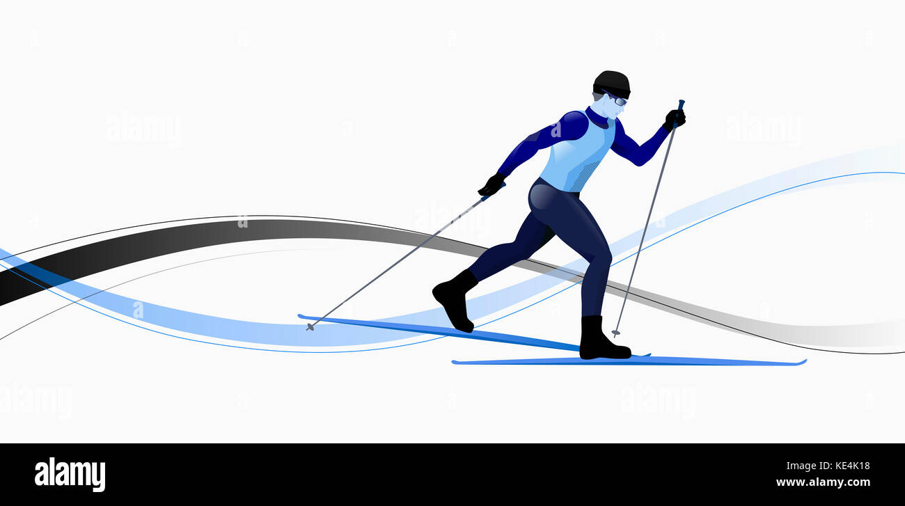 Side view of cross-country ski player Stock Photo - Alamy