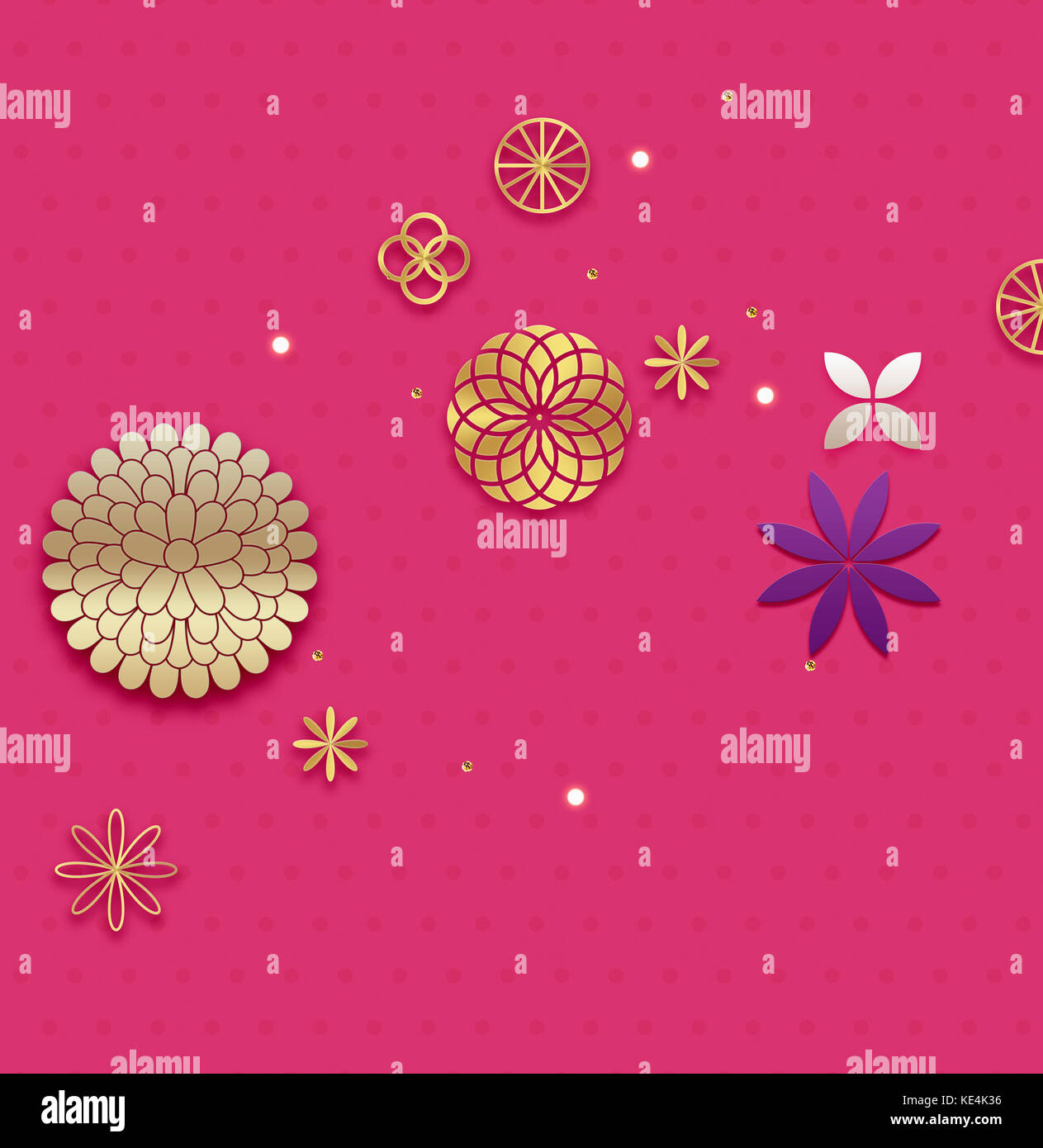 Oriental flower patterns in magenta Stock Photo - Alamy