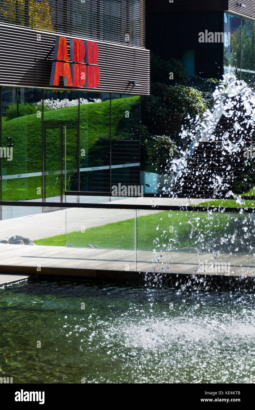 PRAGUE, CZECH REPUBLIC - OCTOBER 14: ABB company logo on headquarters ...