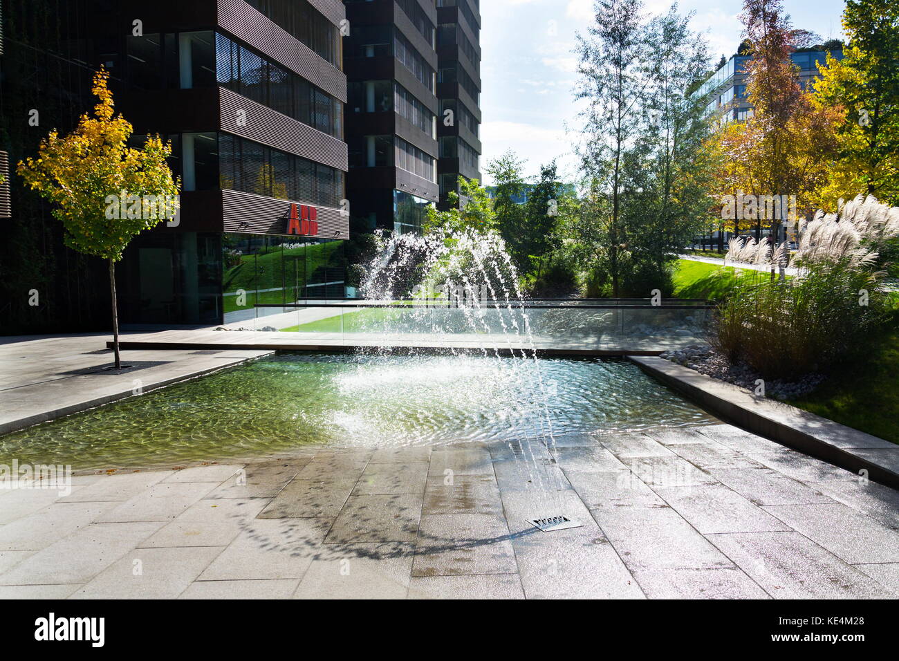 PRAGUE, CZECH REPUBLIC - OCTOBER 14: ABB company logo on headquarters ...