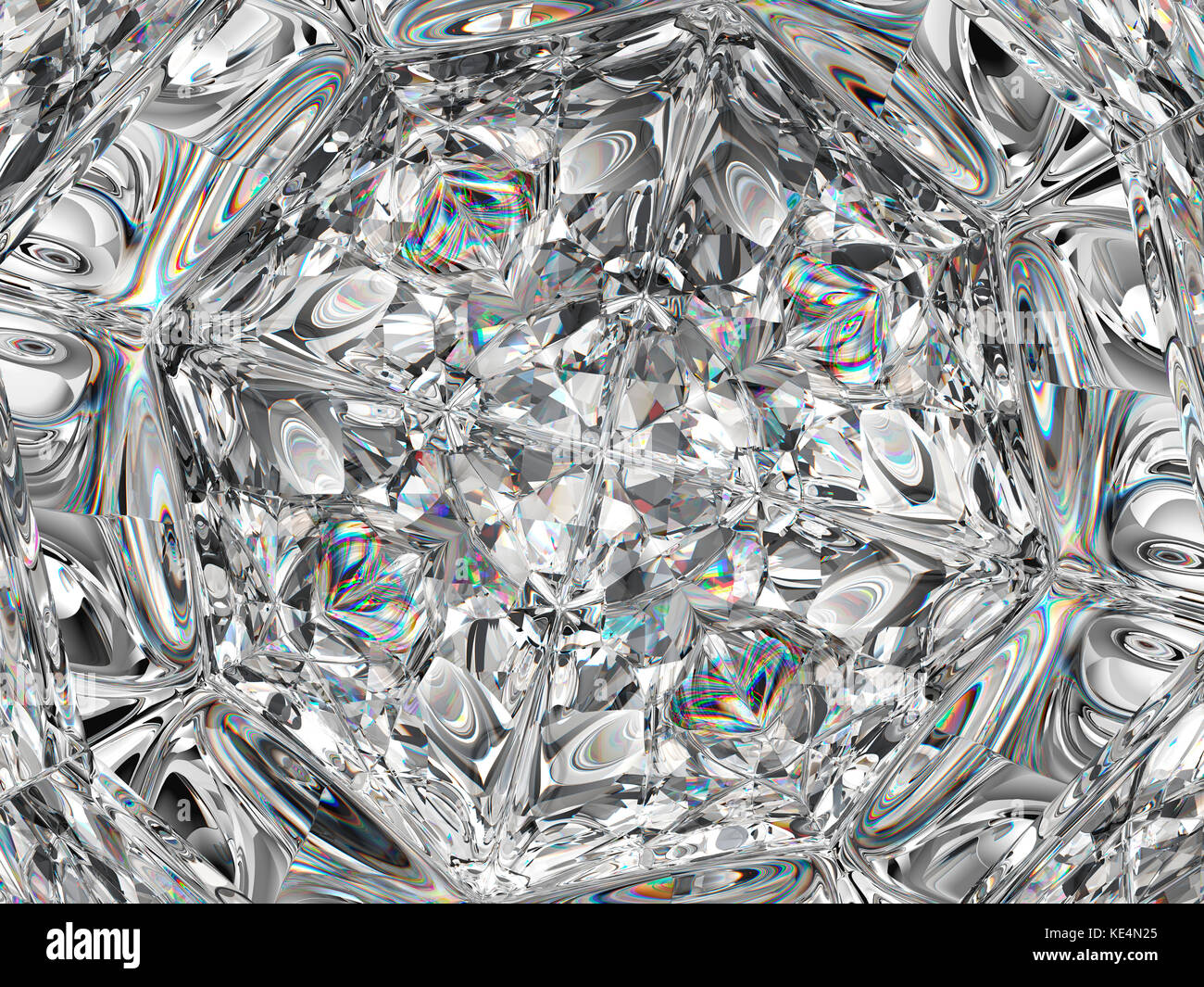 diamond structure extreme closeup and kaleidoscope. top view of round ...