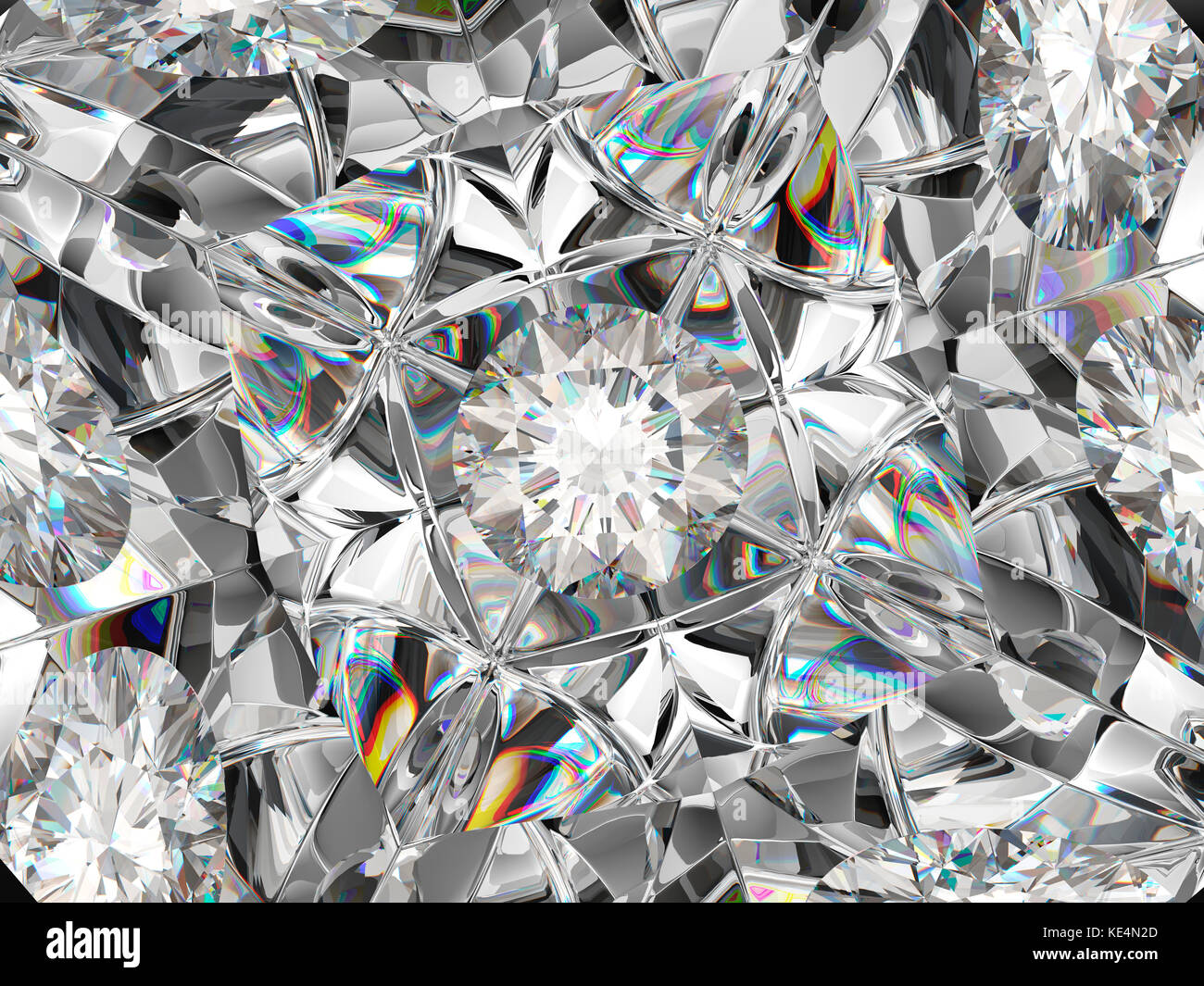 diamond closeup pattern and kaleidoscope effect. top view of round ...