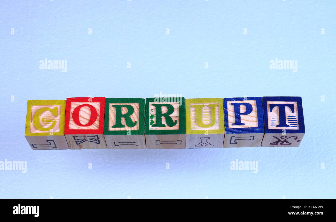 The term corrupt visually displayed on a clear background using ...