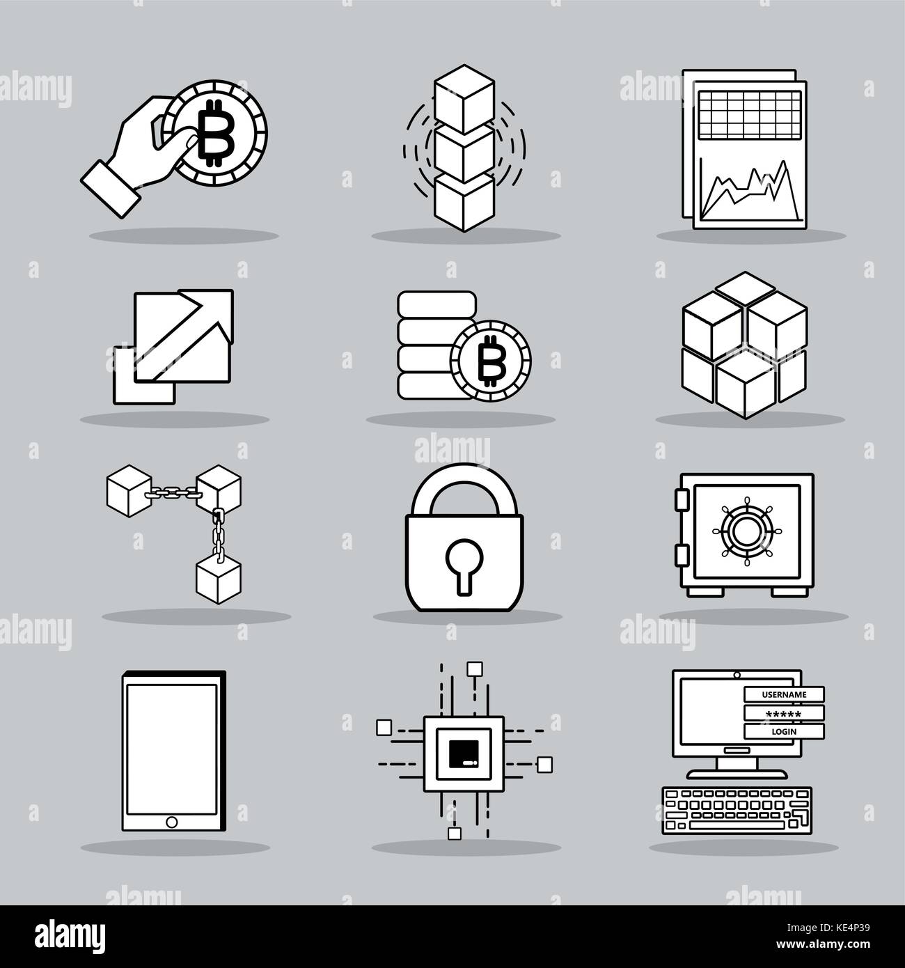 set blockchain security technology with data center Stock Vector Image ...