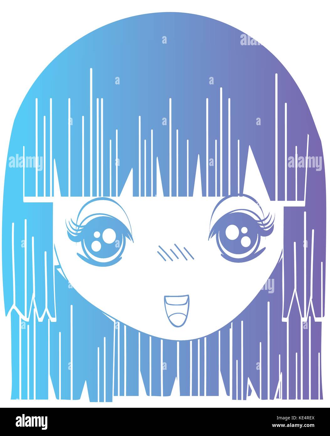 line girl head wih hairstyle design Stock Vector Image & Art - Alamy