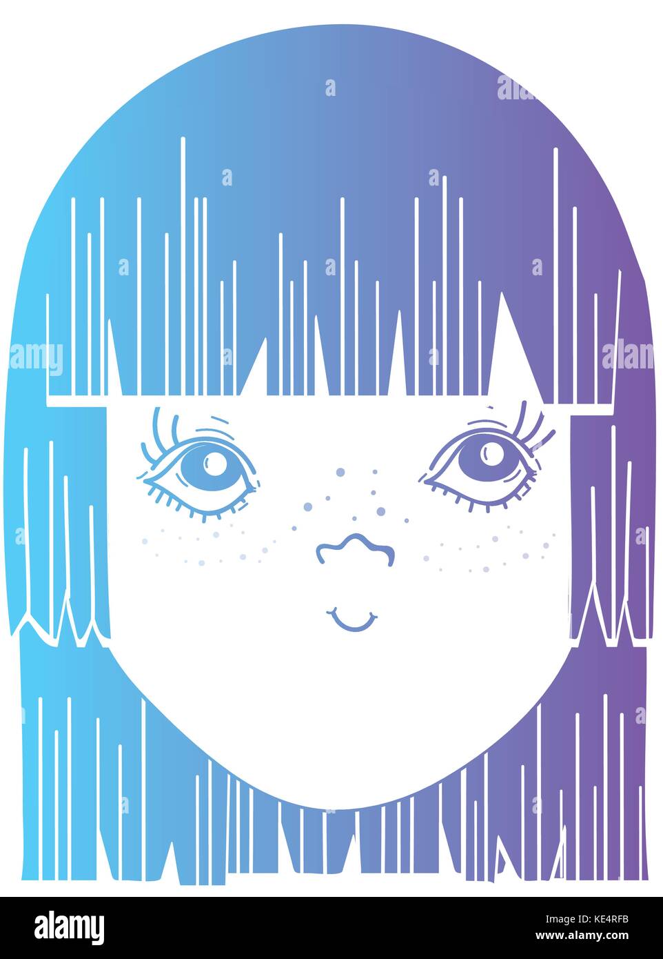 line girl head wih hairstyle design Stock Vector Image & Art - Alamy