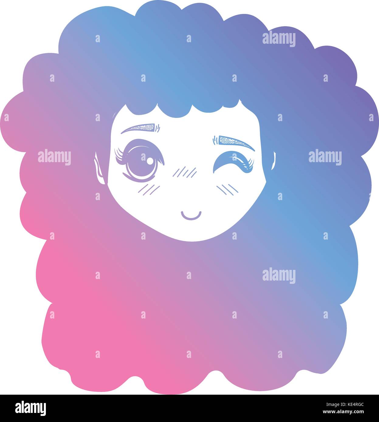 line girl head wih hairstyle design Stock Vector Image & Art - Alamy