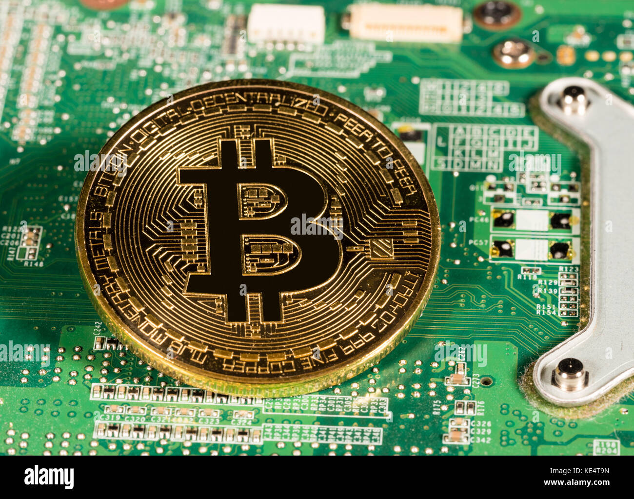 Bitcoin on a printed circuit board Stock Photo - Alamy