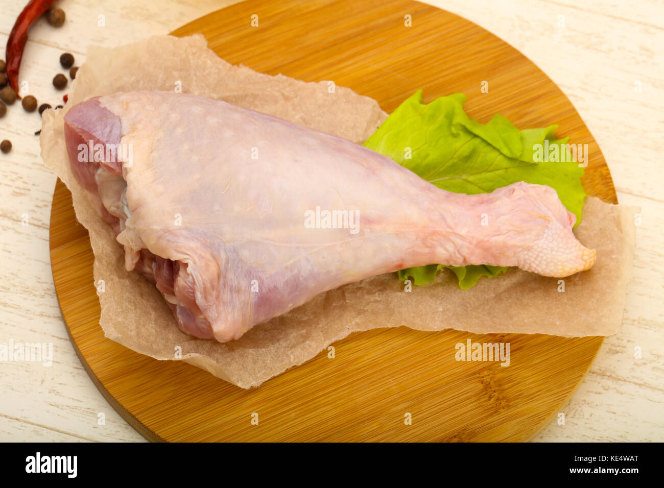 Raw Turkey leg ready for cooking Stock Photo - Alamy