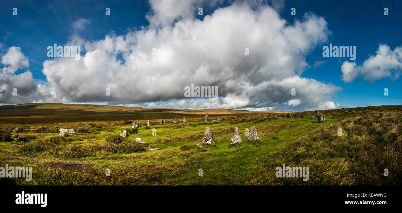 Scorhill Bronze Age Stone Circle near Gidleigh in the Dartmoor National ...