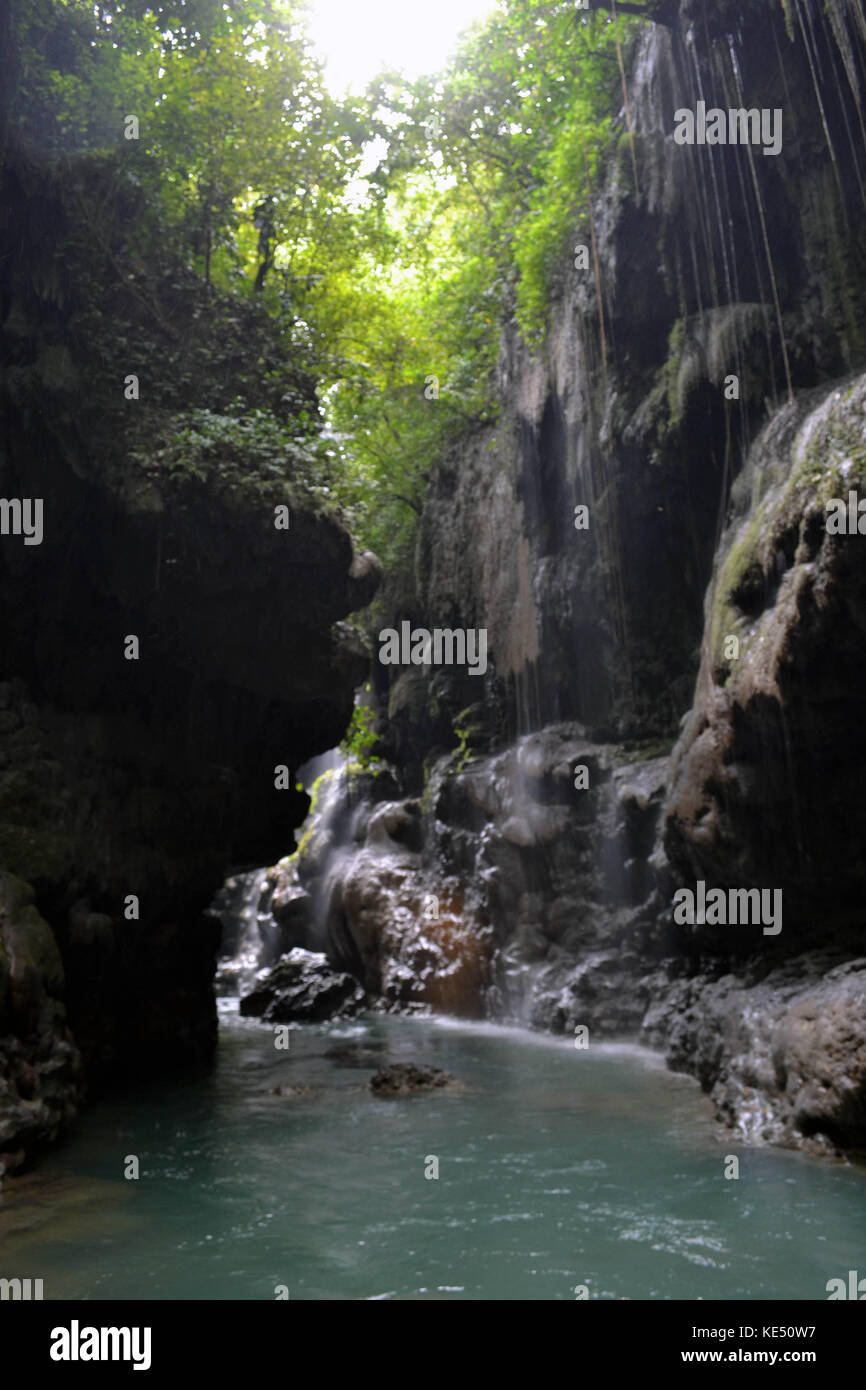The view around Green Canyon, Pangandaran, West Java. The river is ...