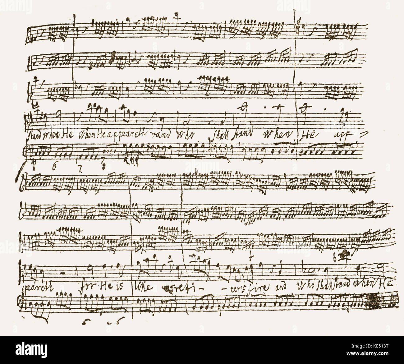 George Frideric (or Frederick) Handel - hand written page of an ...