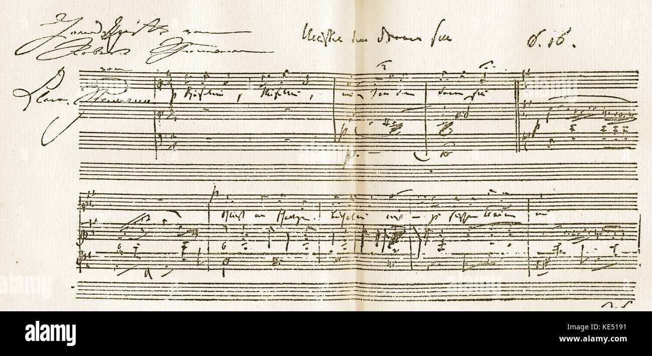 Robert and Clara Schumann - score written and signed by the German ...