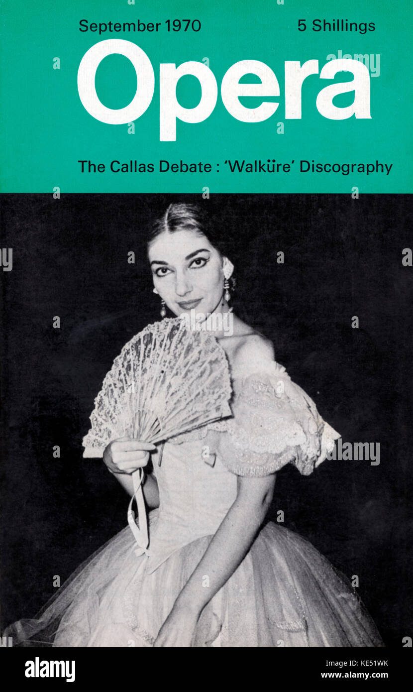 Maria Callas as Violetta in Verdi opera La Traviata on cover of Opera ...