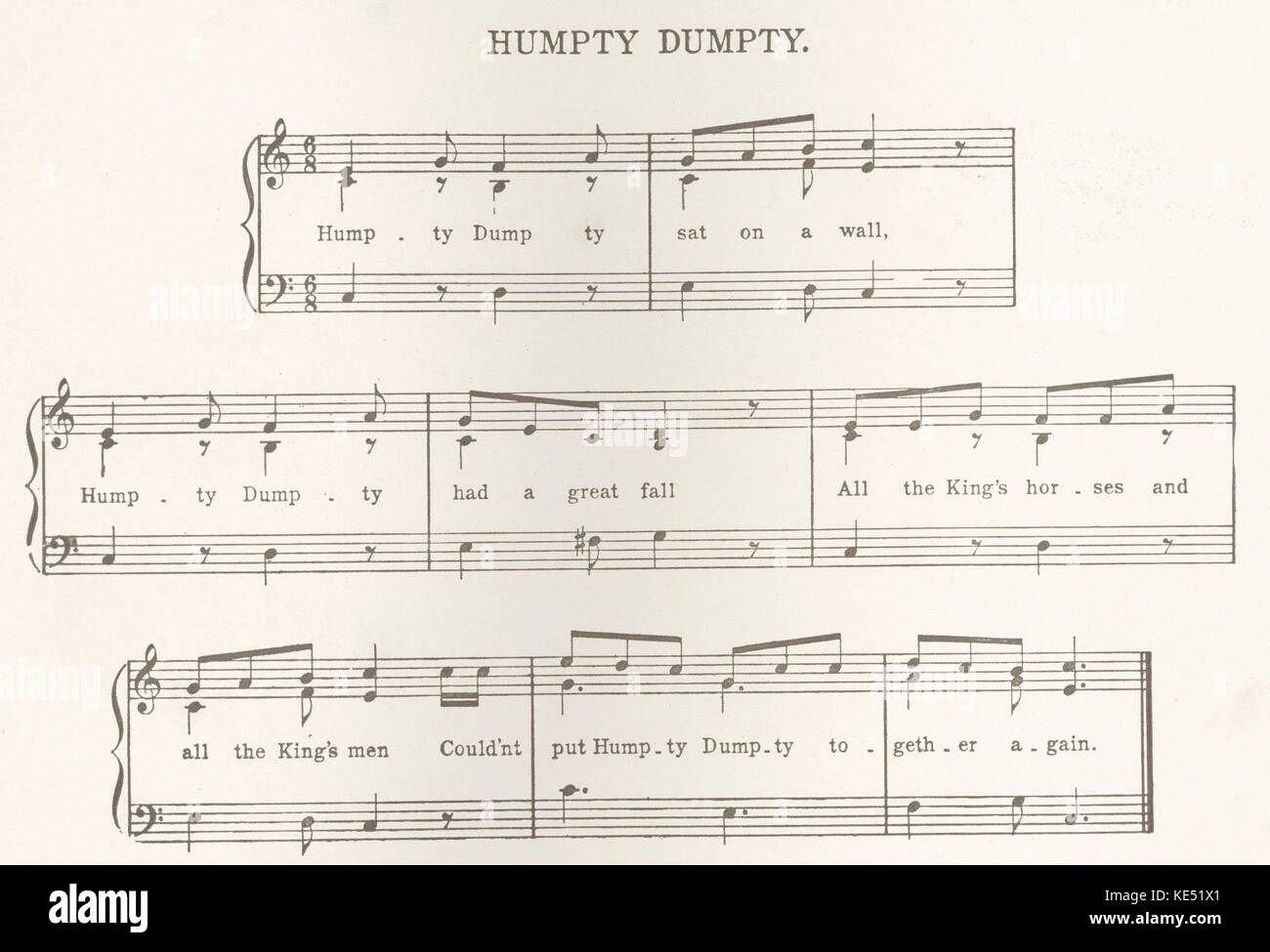 'Humpty Dumpty' - score and lyrics of the popular children 's song and ...