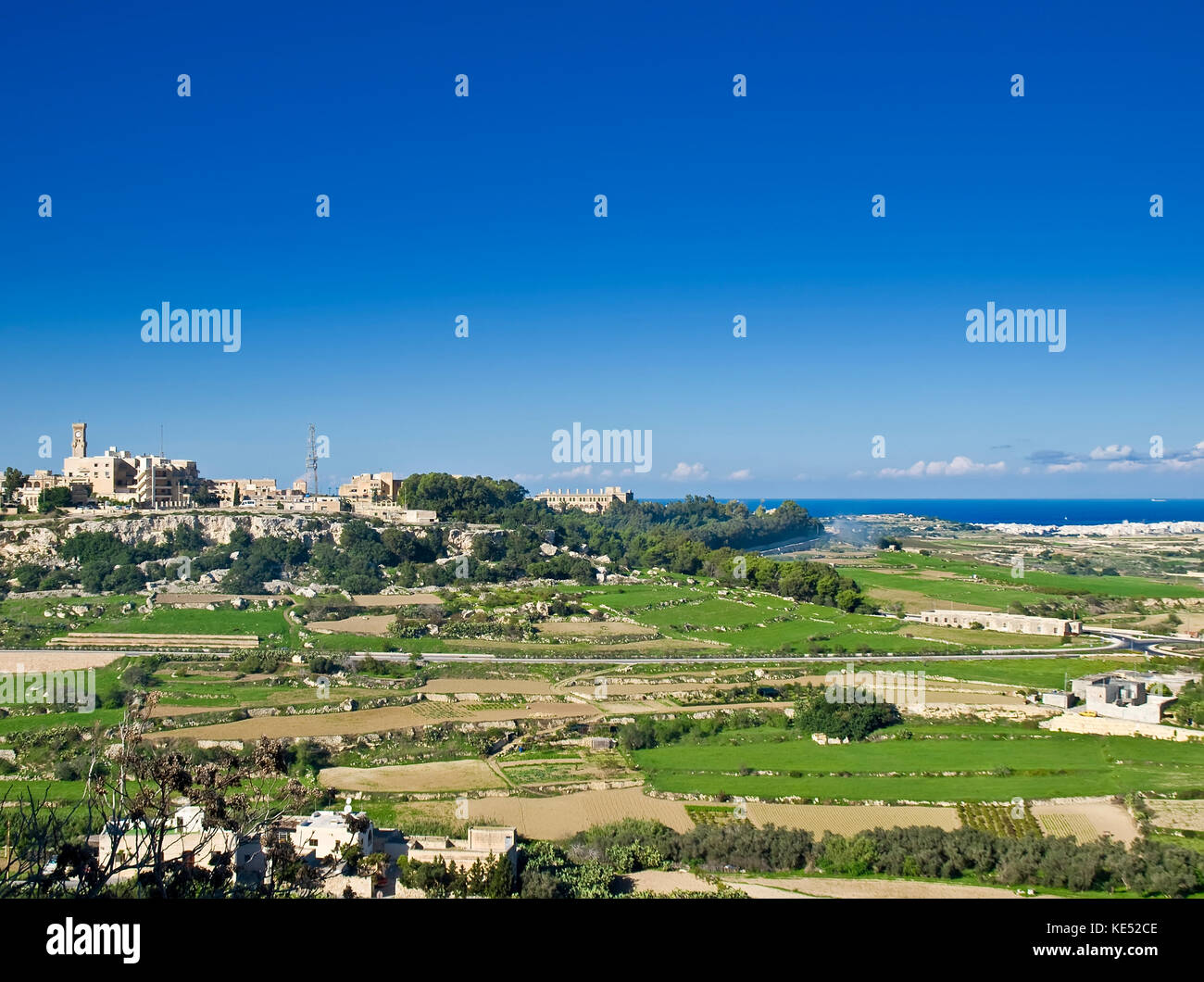 Mtarfa heights and surrounding landscape as seen from bastions of Mdina ...