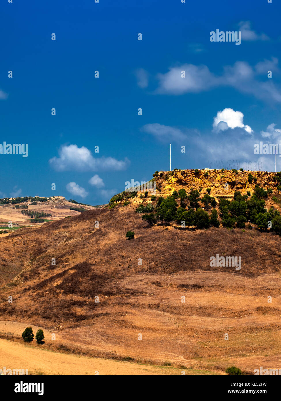 One of the many hills of Gozo as seen from the medieval Citadel Stock ...