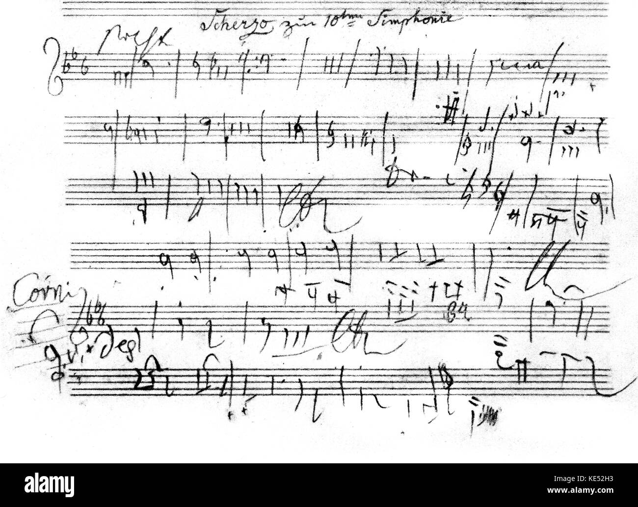 Ludwig van Beethoven sketch for 10 th Symphony - headed 'Scherzo zur 10 ...