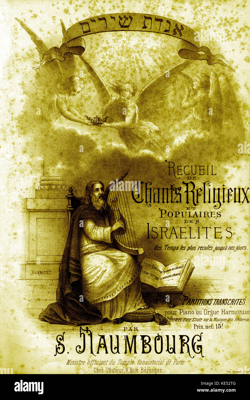Jewish popular religious songs title page/ Recueil des Chants Religieux ...