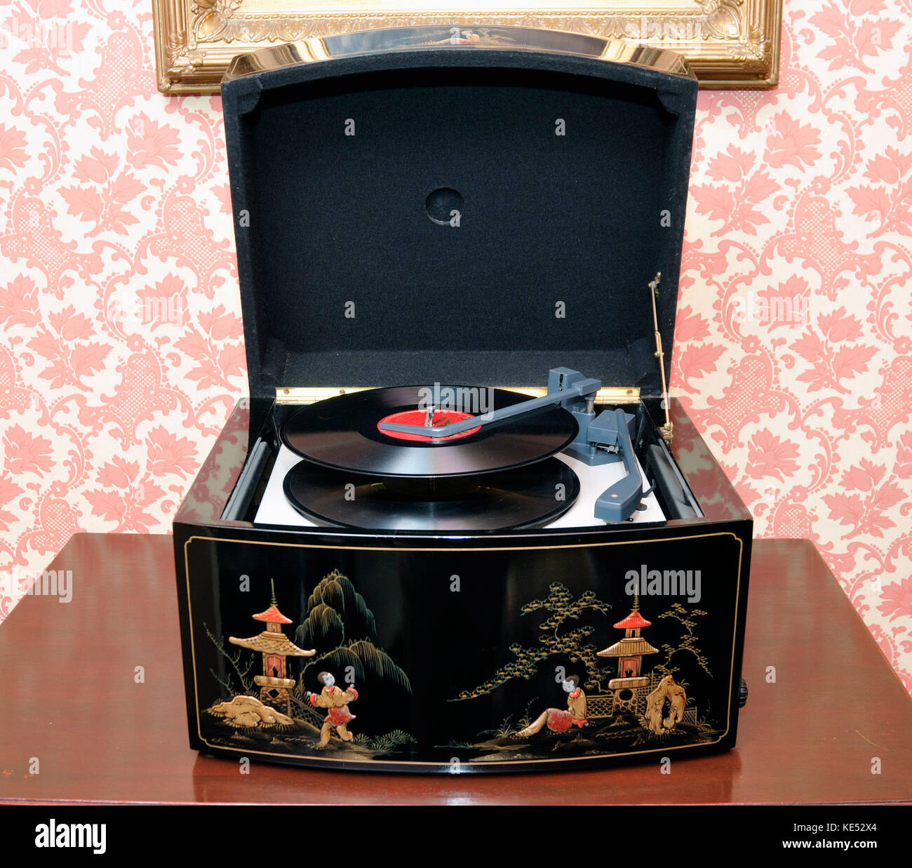 Pye electric 3 speed record player made in 1954. Box hand decorated in ...