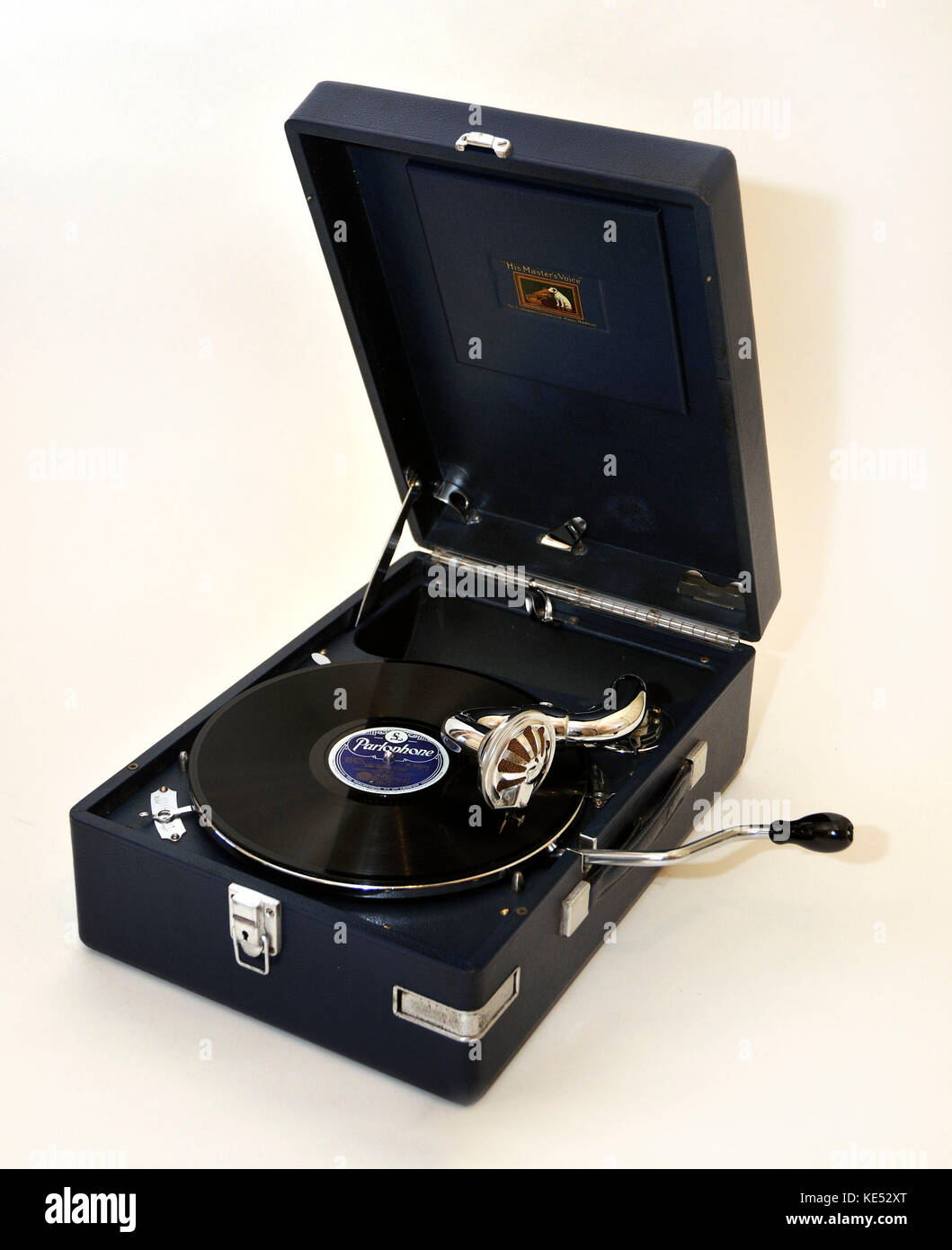 Vintage gramophone c. 1915 with wind up handle and tone arm.Plays with ...