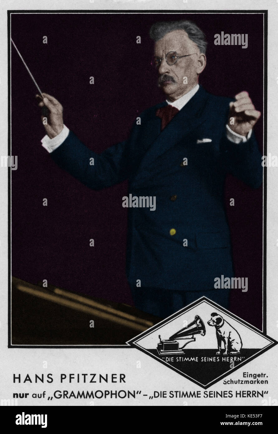 Hans Pfitzner conducting with baton. Gramophone. HMV. German composer ...