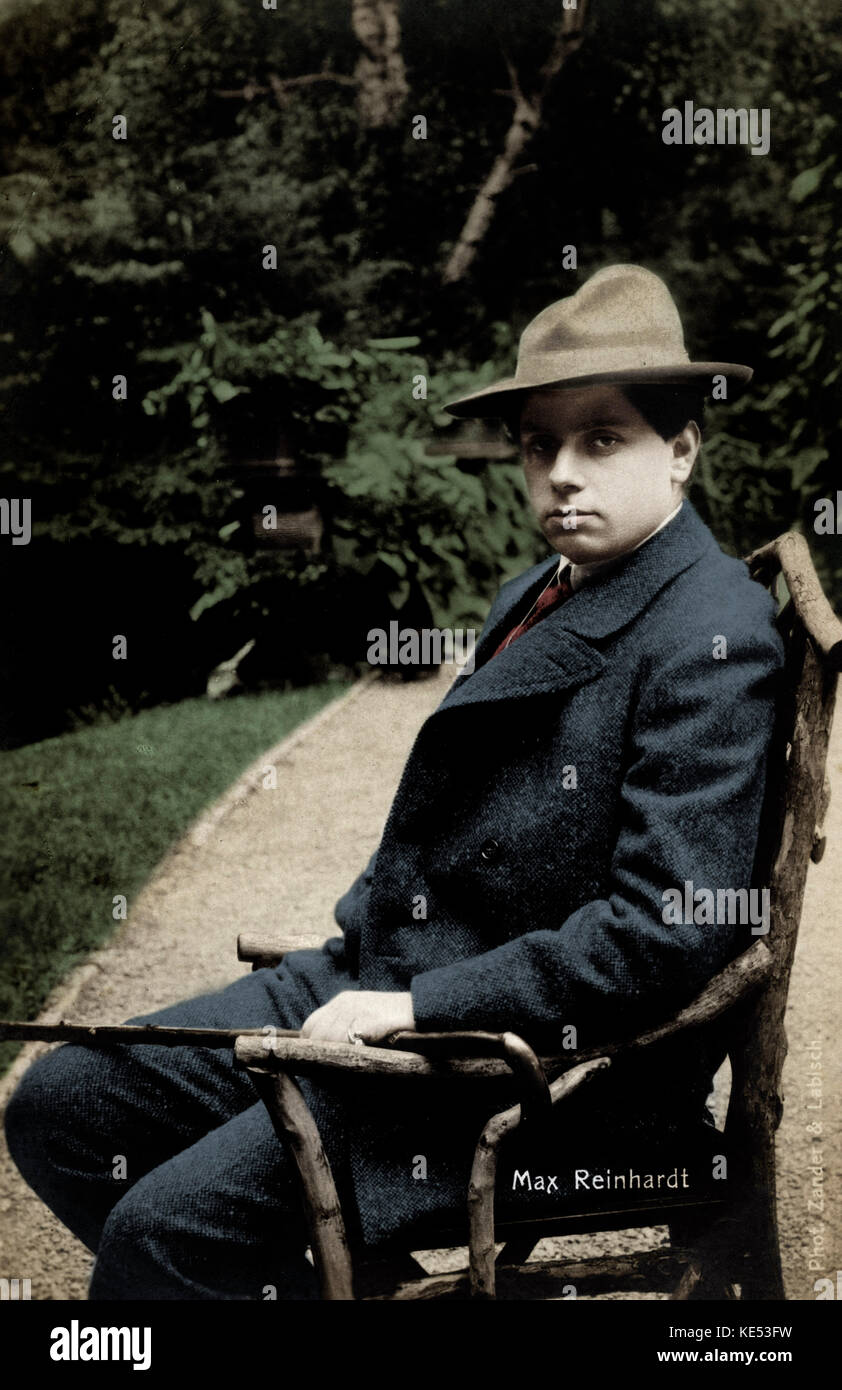 Max Reinhardt, portrait seated outdoors. Austrian-American director and ...